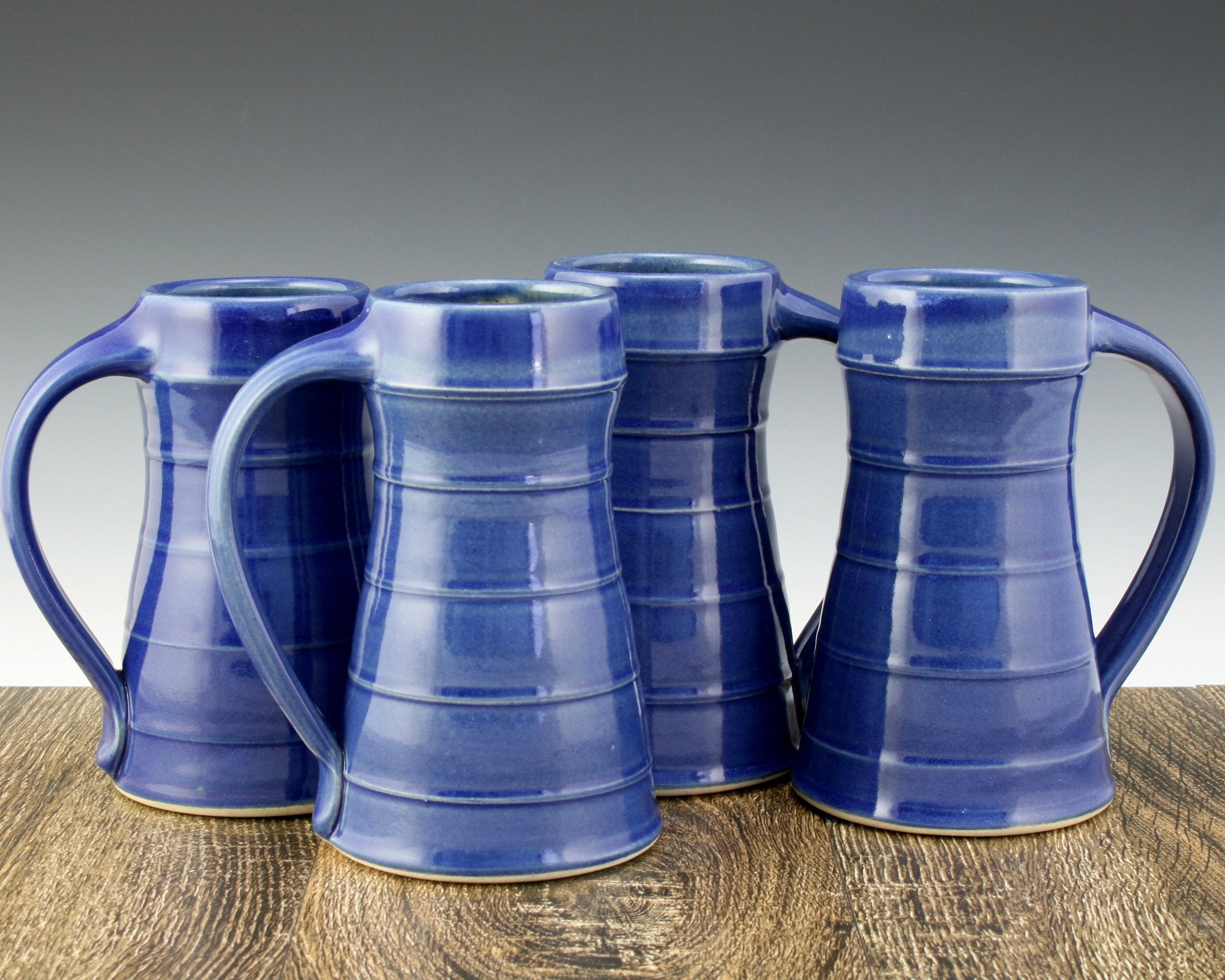 Set of 4 Stoneware Pottery Beer Mug Beer Tankard Beer Stein | Etsy