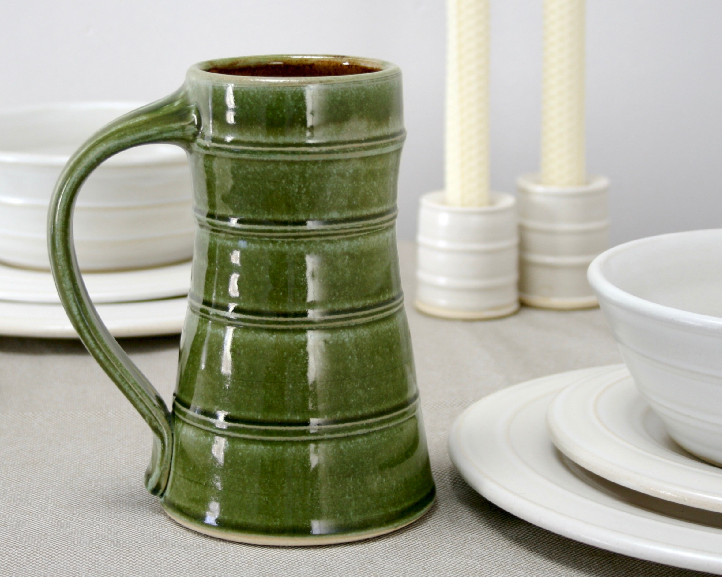Stoneware Beer Stein Set: Handmade Pottery Tankards, 20 Oz - Etsy