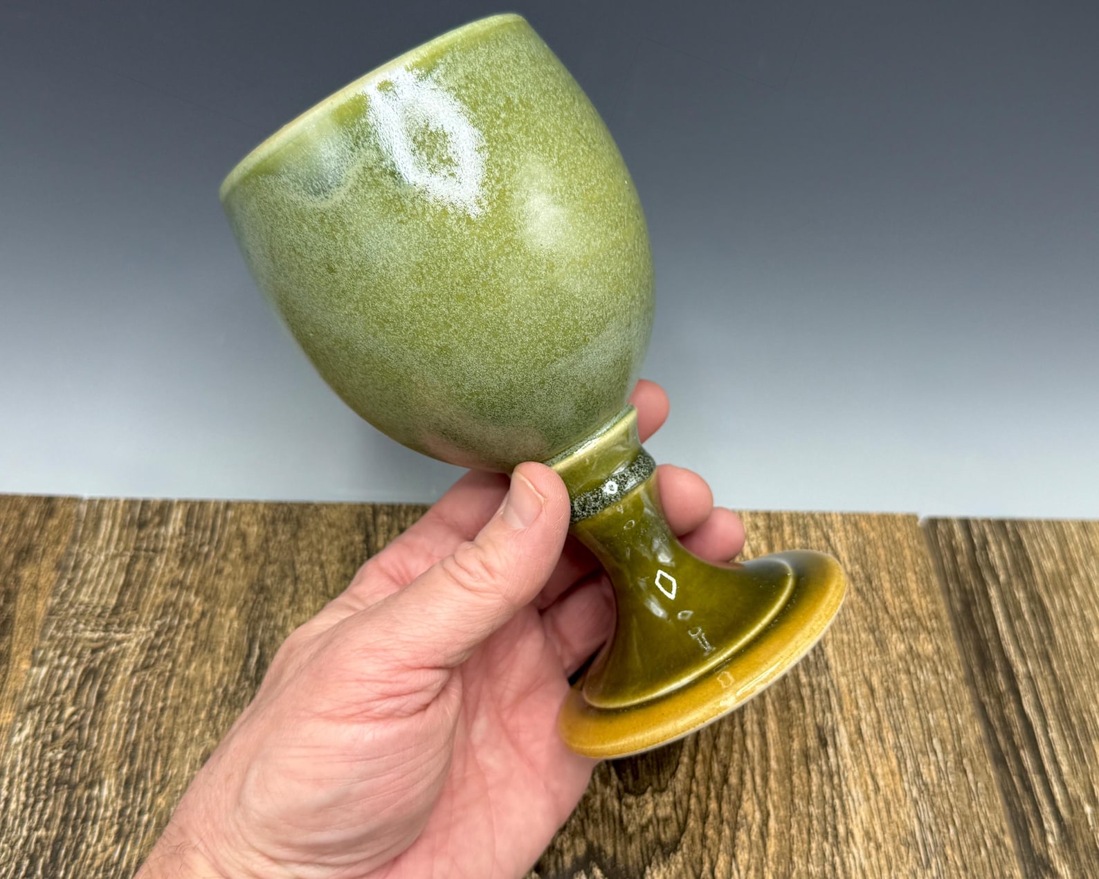 Handmade Stoneware Goblet: Cascade Green Glaze, 12 Oz Pottery Cup - Etsy