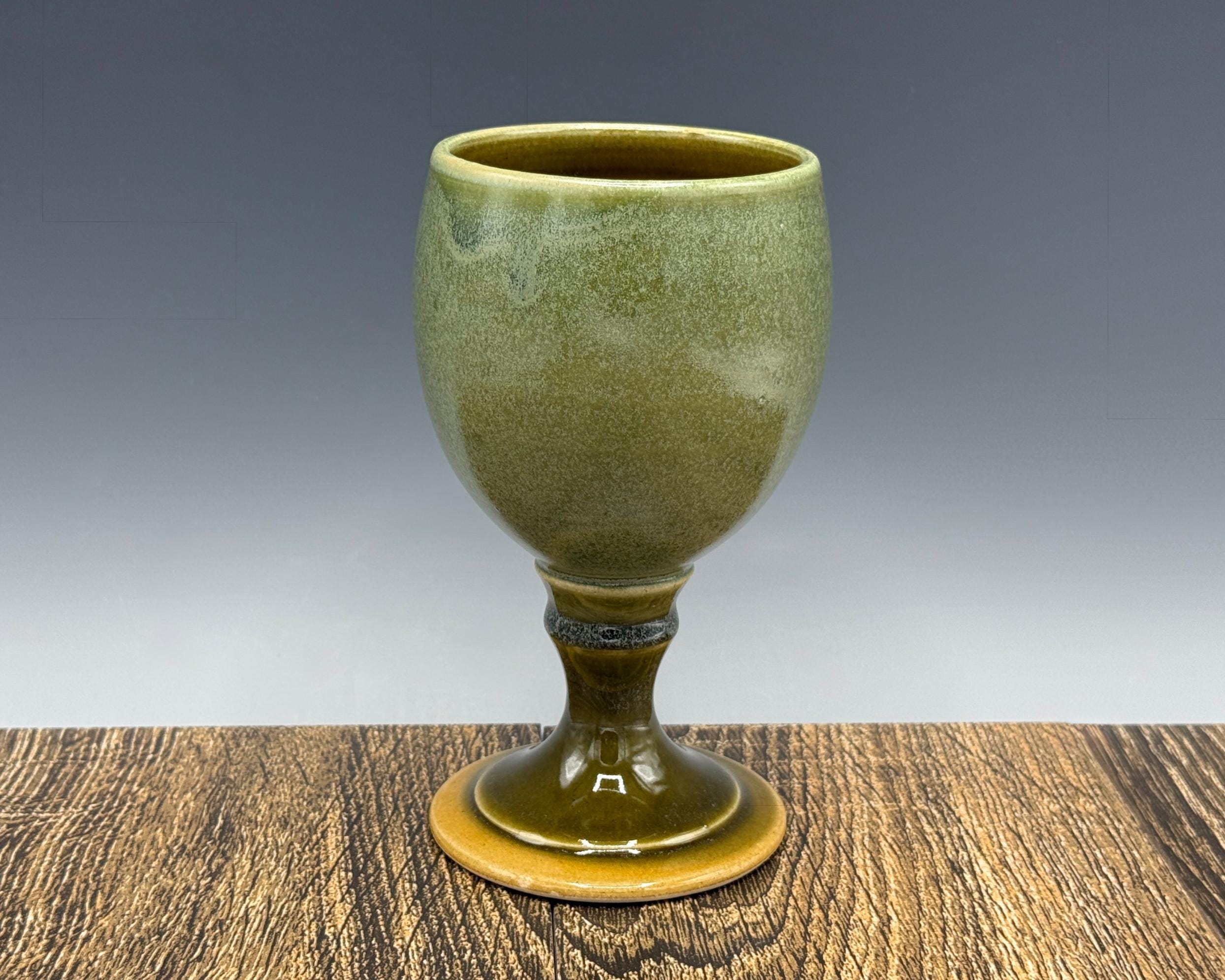 Handmade Stoneware Goblet: Cascade Green Glaze, 12 Oz Pottery Cup - Etsy