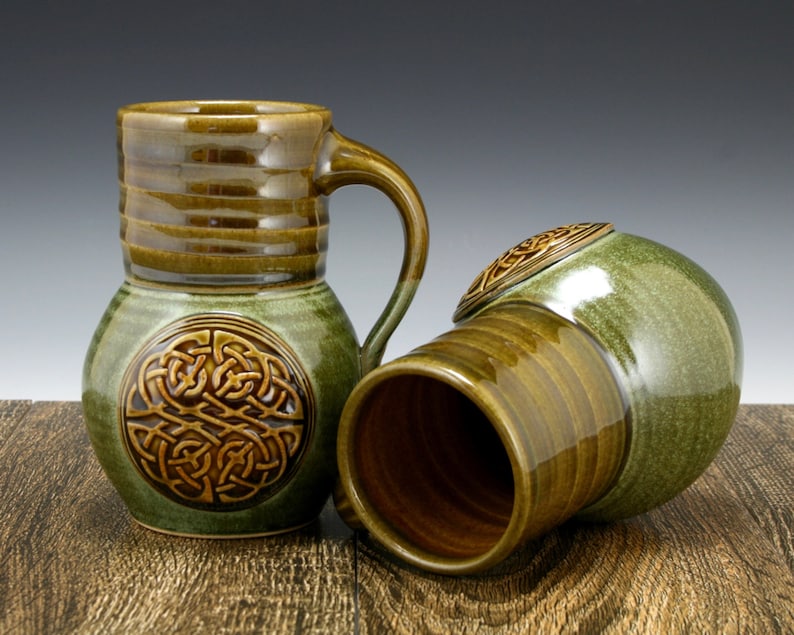 Handmade Stoneware Beer Tankard: Celtic Knot Medieval Beaker - Etsy