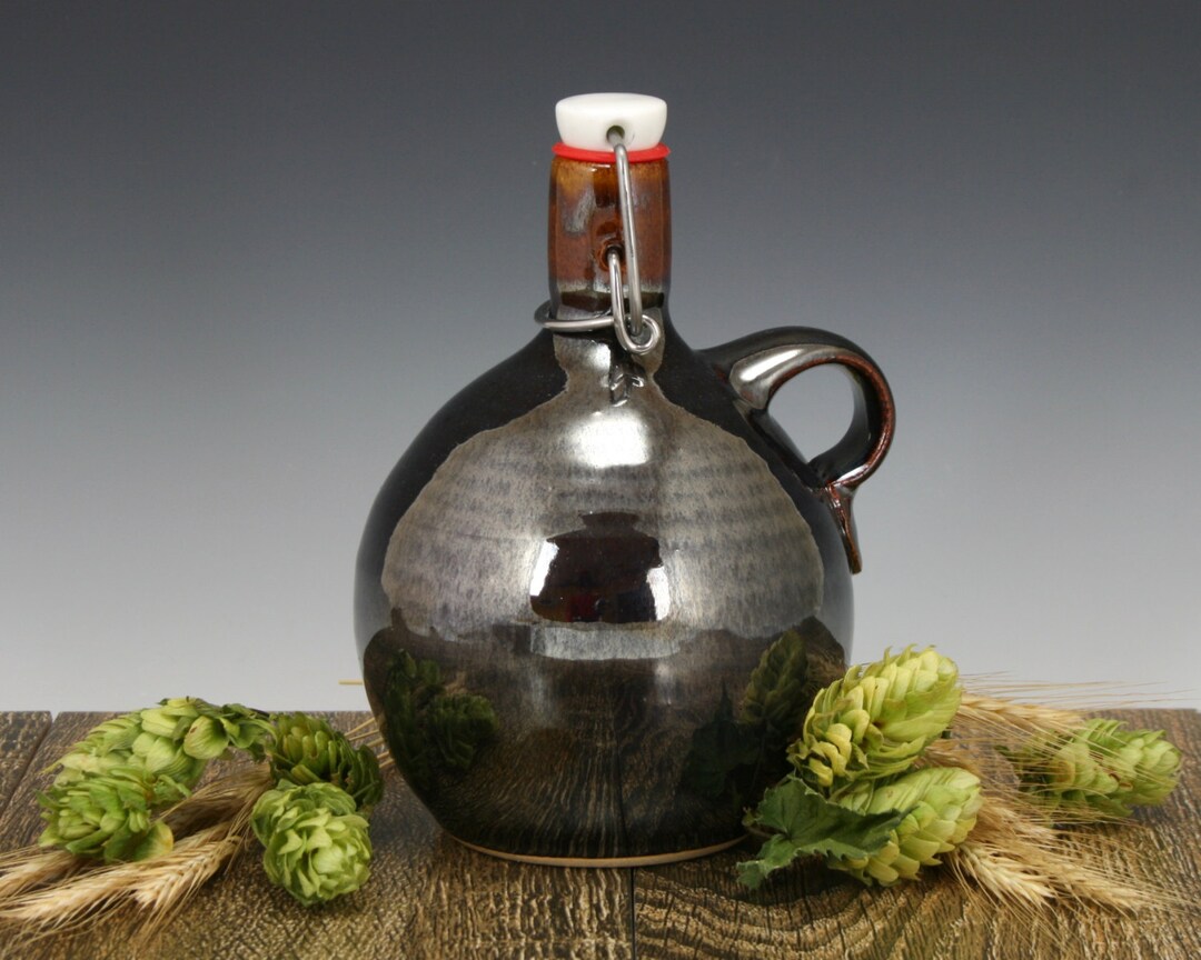 Mini Beer Growler Bottle ! Stoneware Pottery 16oz Mini Growler Beer ...