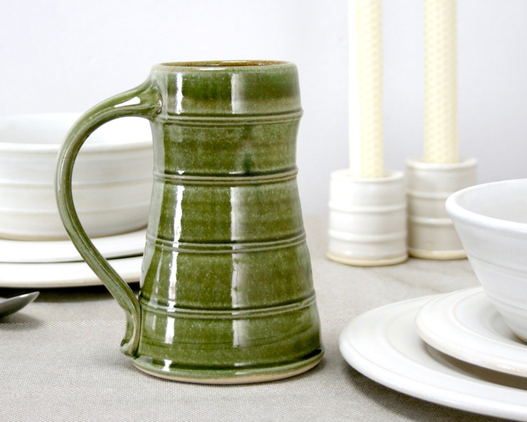 Handmade Stoneware Tankard: Cascade Green Glaze, 16 Oz - Etsy