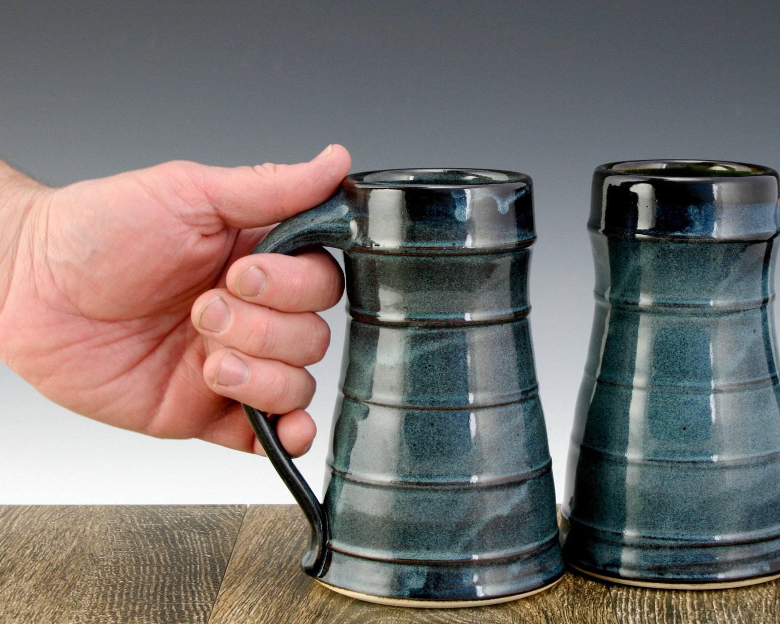 Stoneware Beer Stein Set: Handmade Pottery Tankards, 20 Oz - Etsy