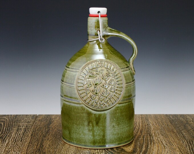 Ceramic Beer Growler - 64oz Straight Jug Growler With Cascade Green ...