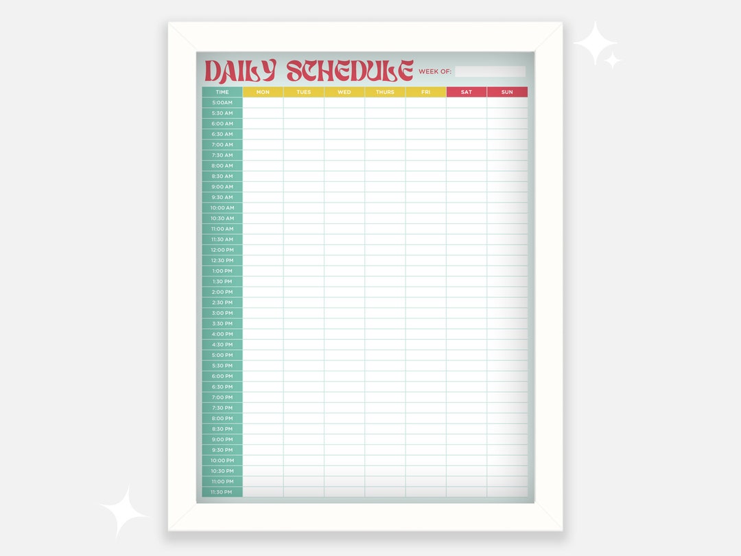 Groovy Schedule | Retro Planner | Daily Schedule | Weekly | Printable ...