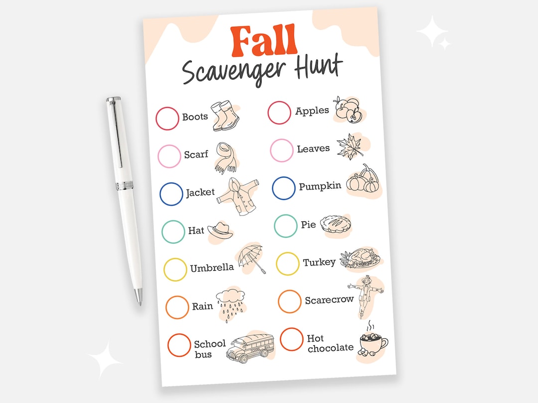 Fall Scavenger Hunt | Retro Game | Thanksgiving | Fun Holiday Game ...