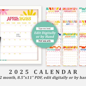 Groovy Productivity Bundle | 2025 Monthly Calendar | Retro Groovy ...