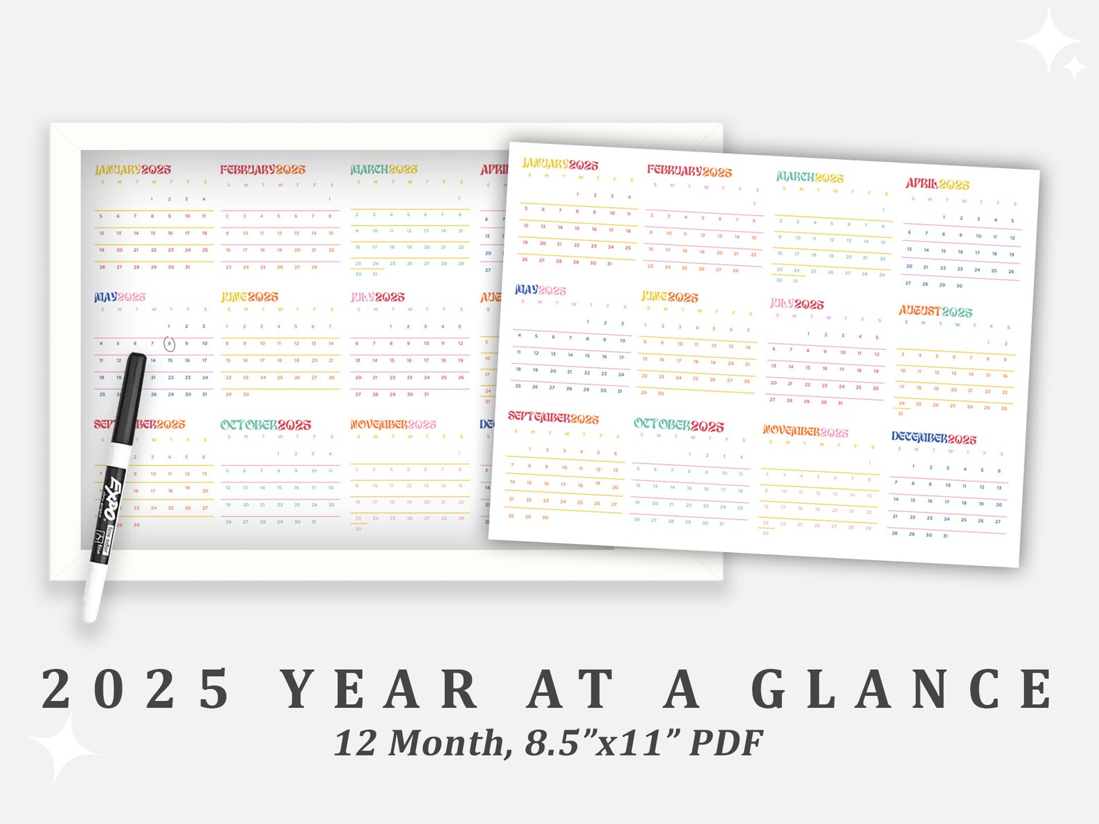 Groovy Productivity Bundle | 2025 Monthly Calendar | Retro Groovy ...
