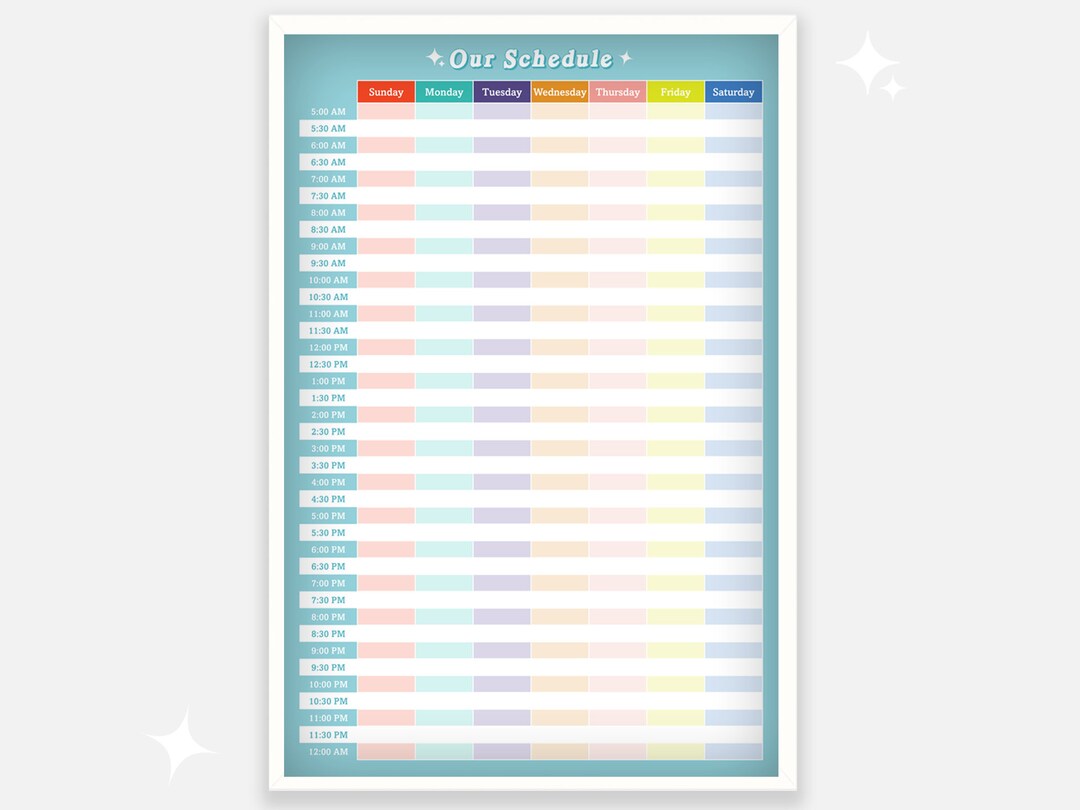 Groovy Schedule | Retro Poster Schedule | Weekly | Printable | Instant ...