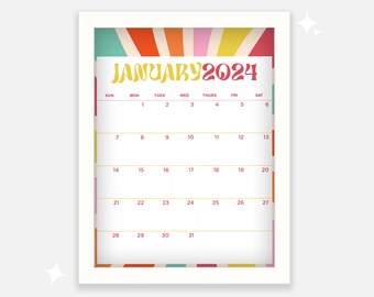 2025 Retro Calendar | Groovy Calendar | Year at a Glance | Printable ...