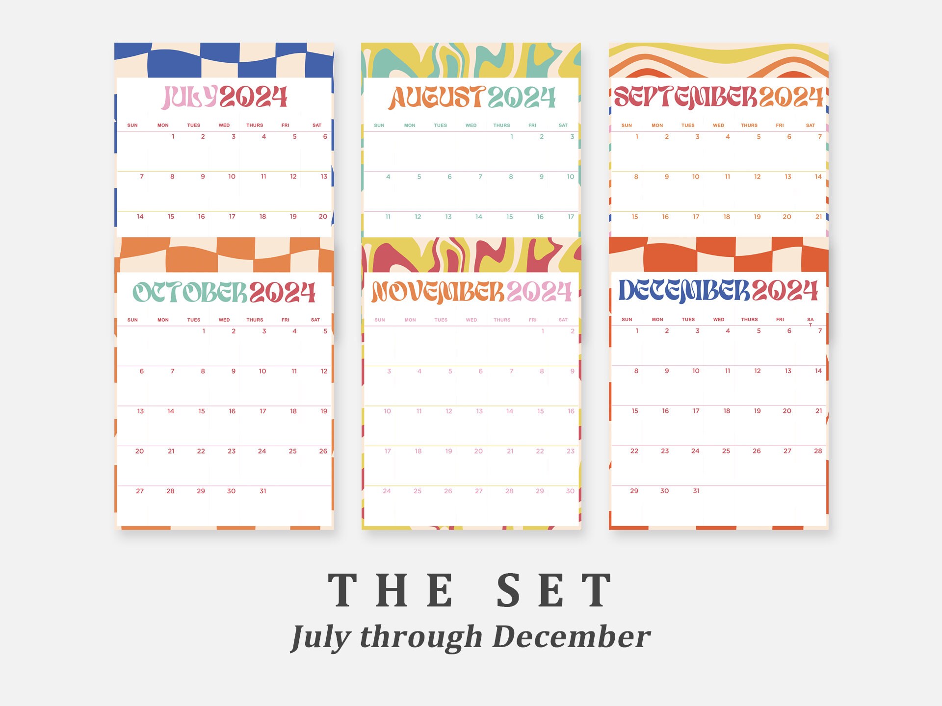 2024 Retro Calendar | Groovy Calendar | Printable | Instant Download ...