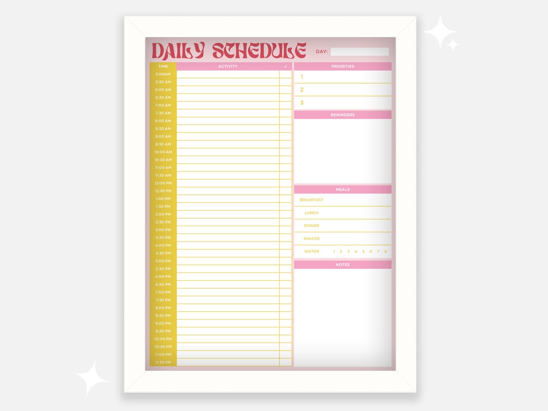 Groovy Schedule | Retro Planner | Daily Schedule | Printable | Instant ...