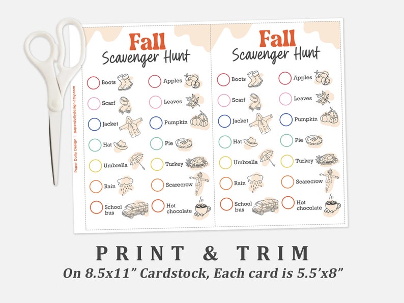 Fall Scavenger Hunt | Retro Game | Thanksgiving | Fun Holiday Game ...