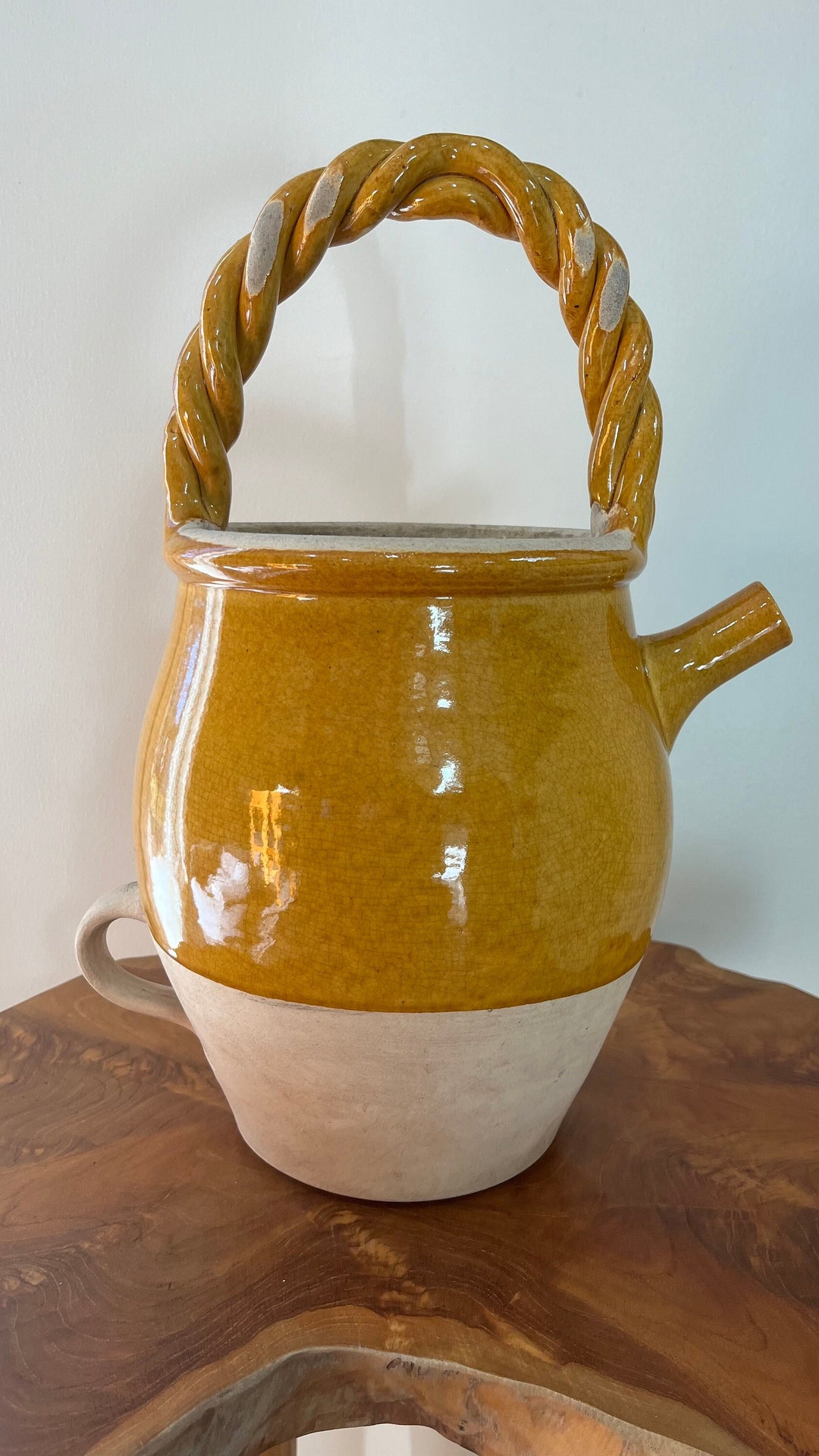 Vintage Rowe Pottery Works Stoneware XL Yellow Jug /water Wine Pitcher ...