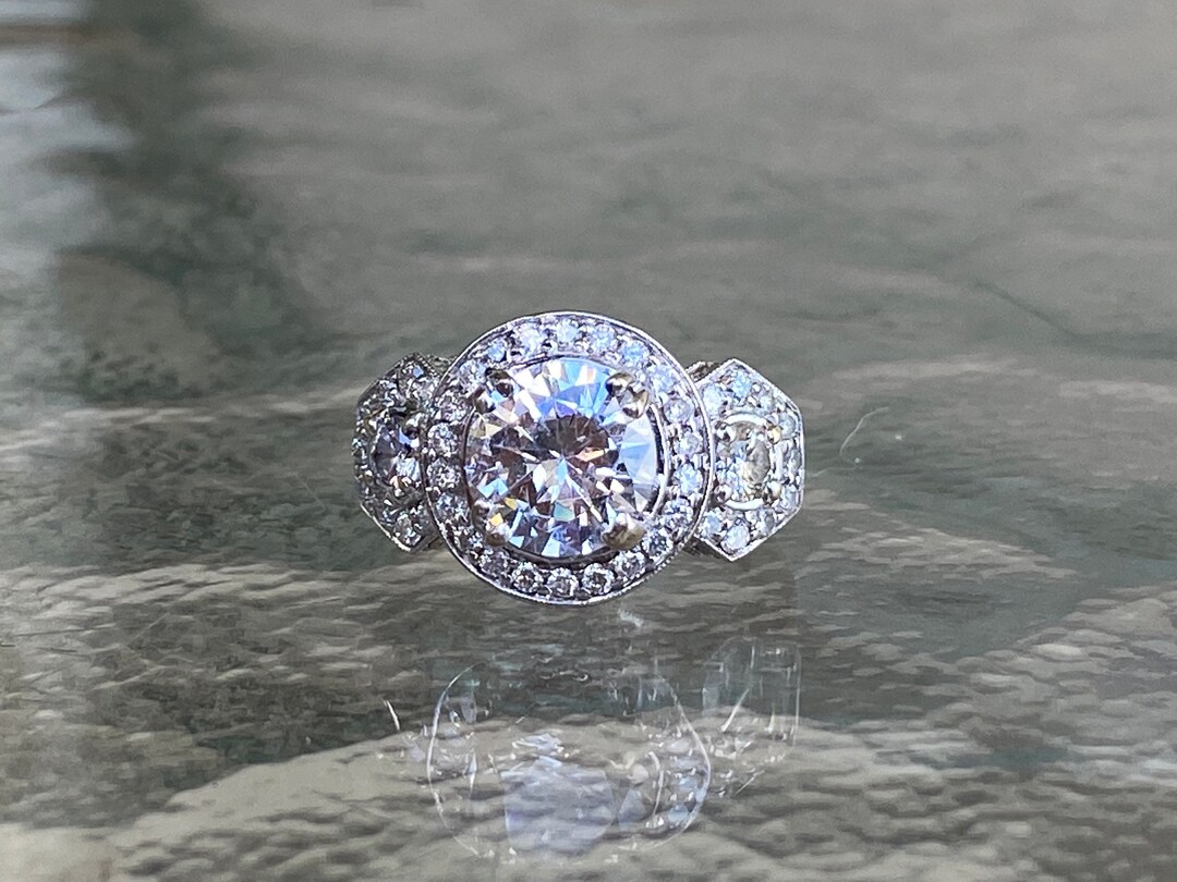 Ladies 18k White Gold Engagement Ring - Etsy