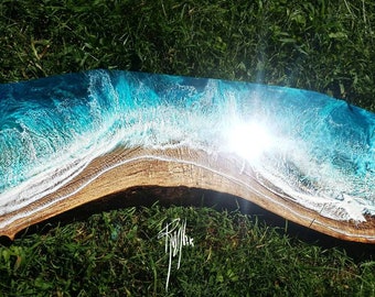 Live Edge Ocean Resin Table - Etsy