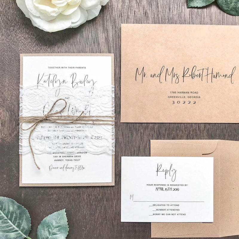 Twine Wedding Invitations - Etsy