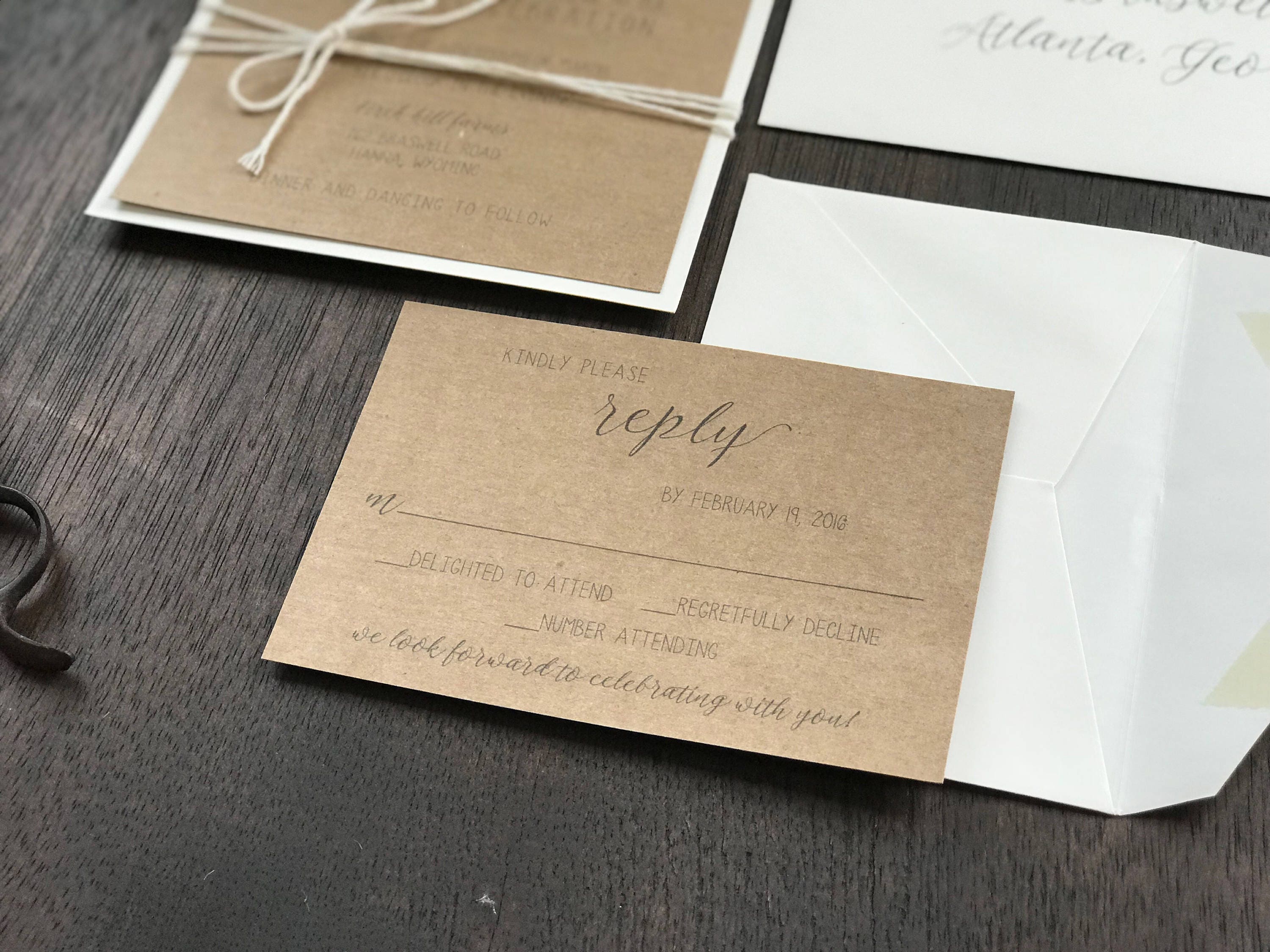 Rustic Wedding Invitation Set Kraft Wedding Invitation Chic | Etsy