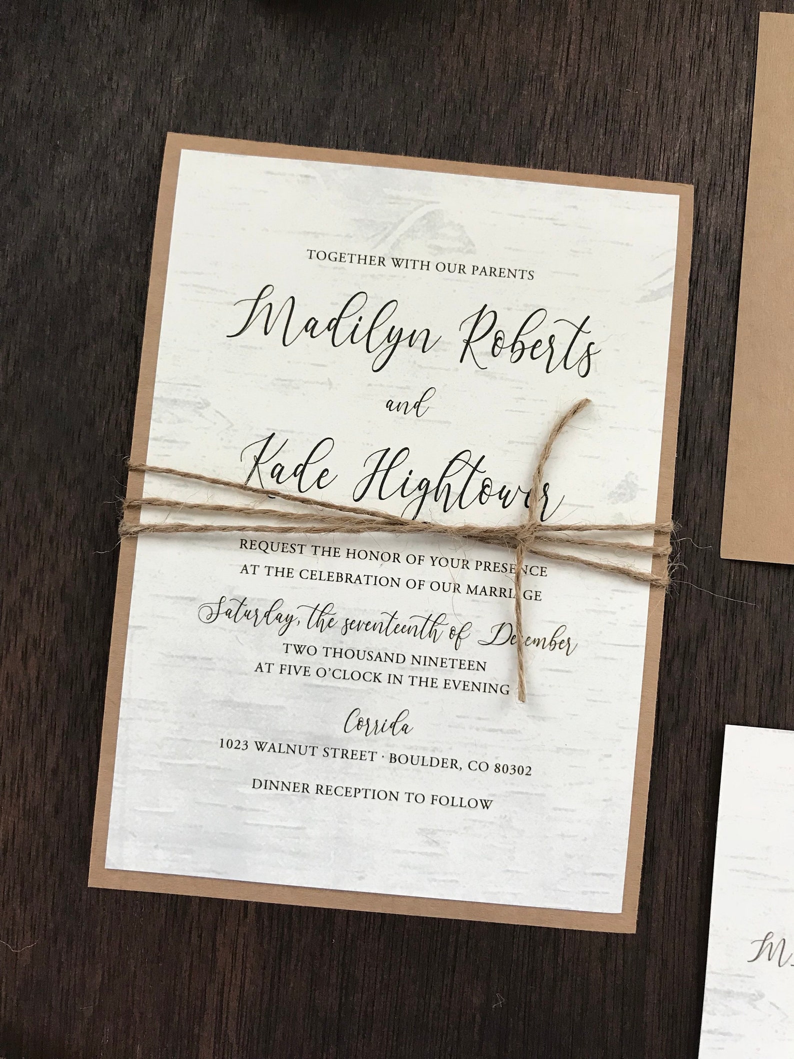 Woodsy Wedding Invitation Set Birch Wedding Invitation in - Etsy