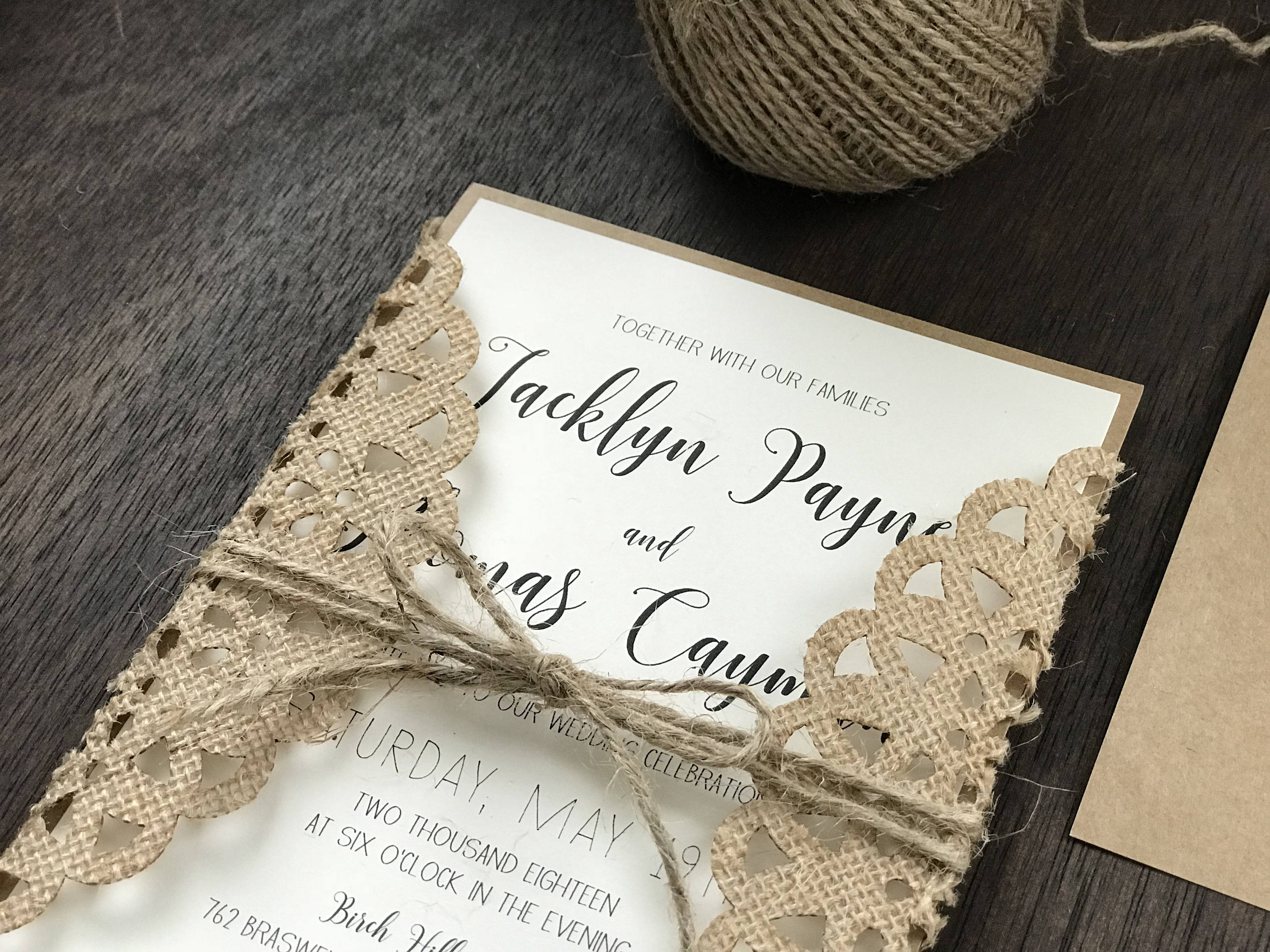 Rustic Burlap Wedding Invitations Lace Concertina Wedding And Evening