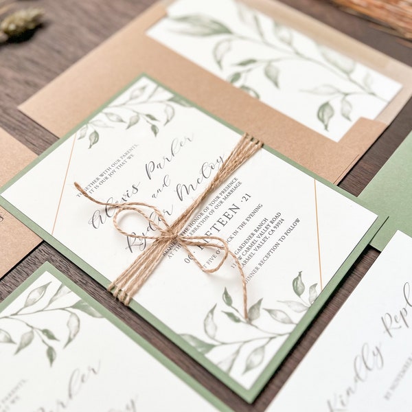 Twine Wedding Invitations - Etsy