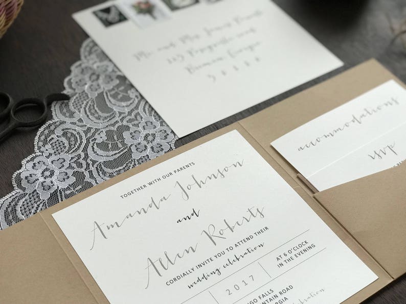 Rustic Wedding Invitation Set Elegant Wedding Invitation | Etsy