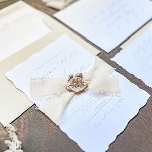 Vintage Elegant Wedding Invitation Set W/ Deckled Edge, Wax Seal ...