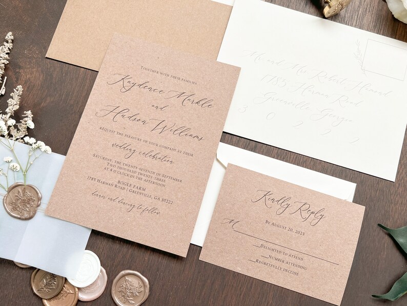 Rustic Wedding Invitation Set W/ Dried Pressed Babys Breath - Etsy