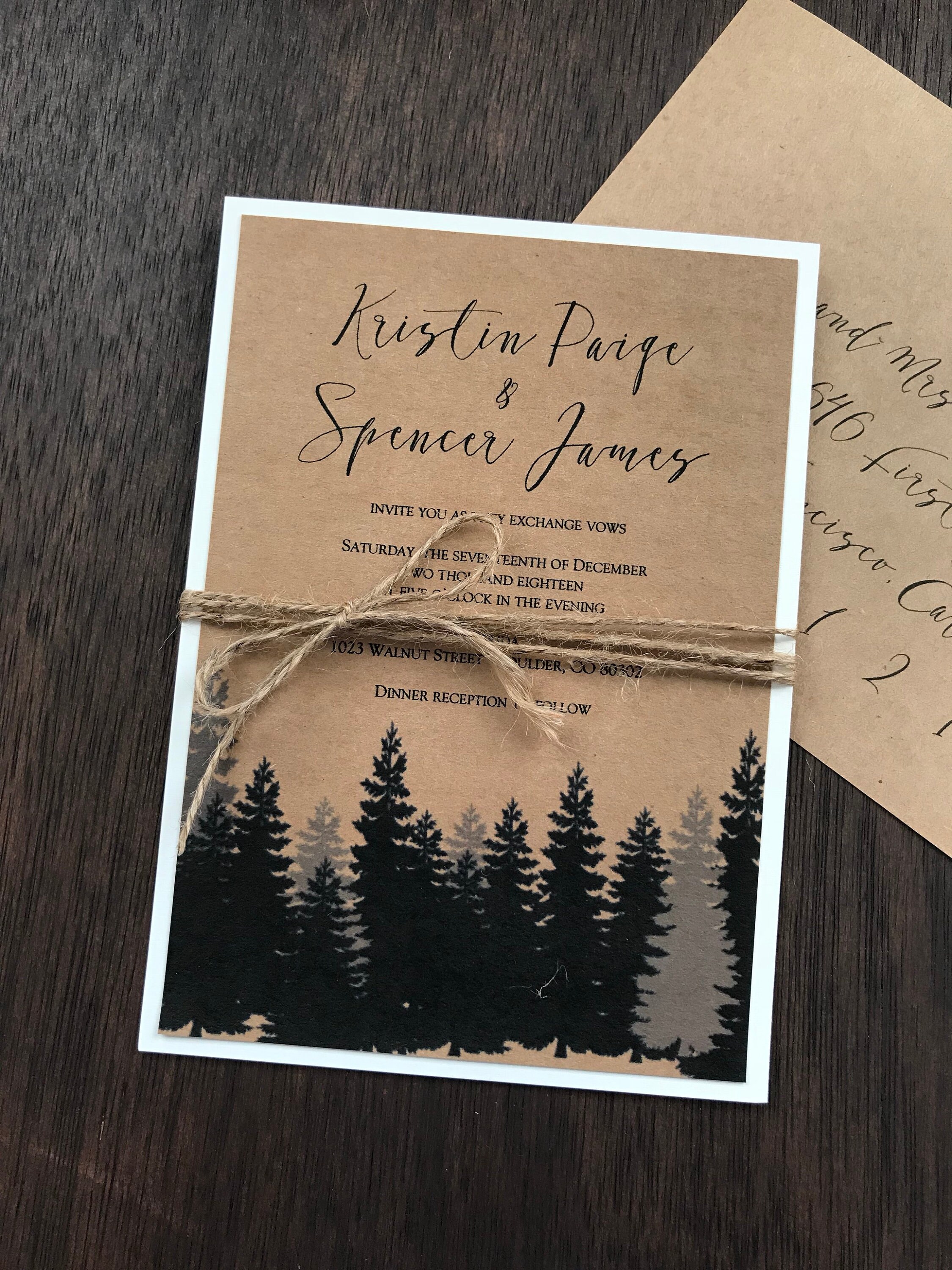 Rustic Woodland Wedding Invitation Set Woodsy Mountain | Etsy