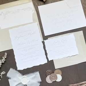 Elegant Vintage Wedding Invitation Set W/ Deckled Edge, Wax Seal ...