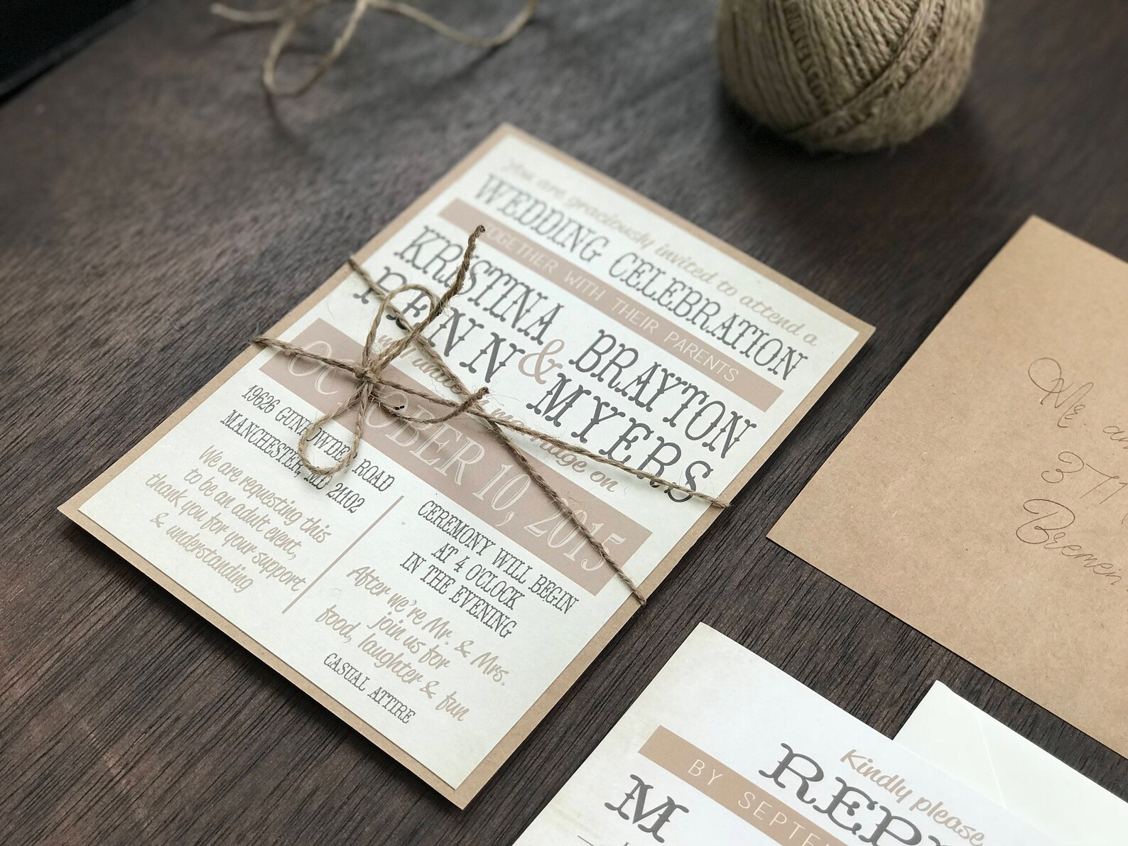 Rustic Wedding Invitation Set Country Wedding Invitation - Etsy