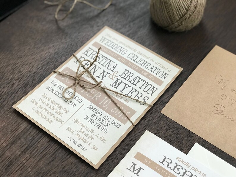 Rustic Wedding Invitation Set Country Wedding Invitation - Etsy