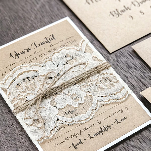 Lace Wedding Invitations - Etsy