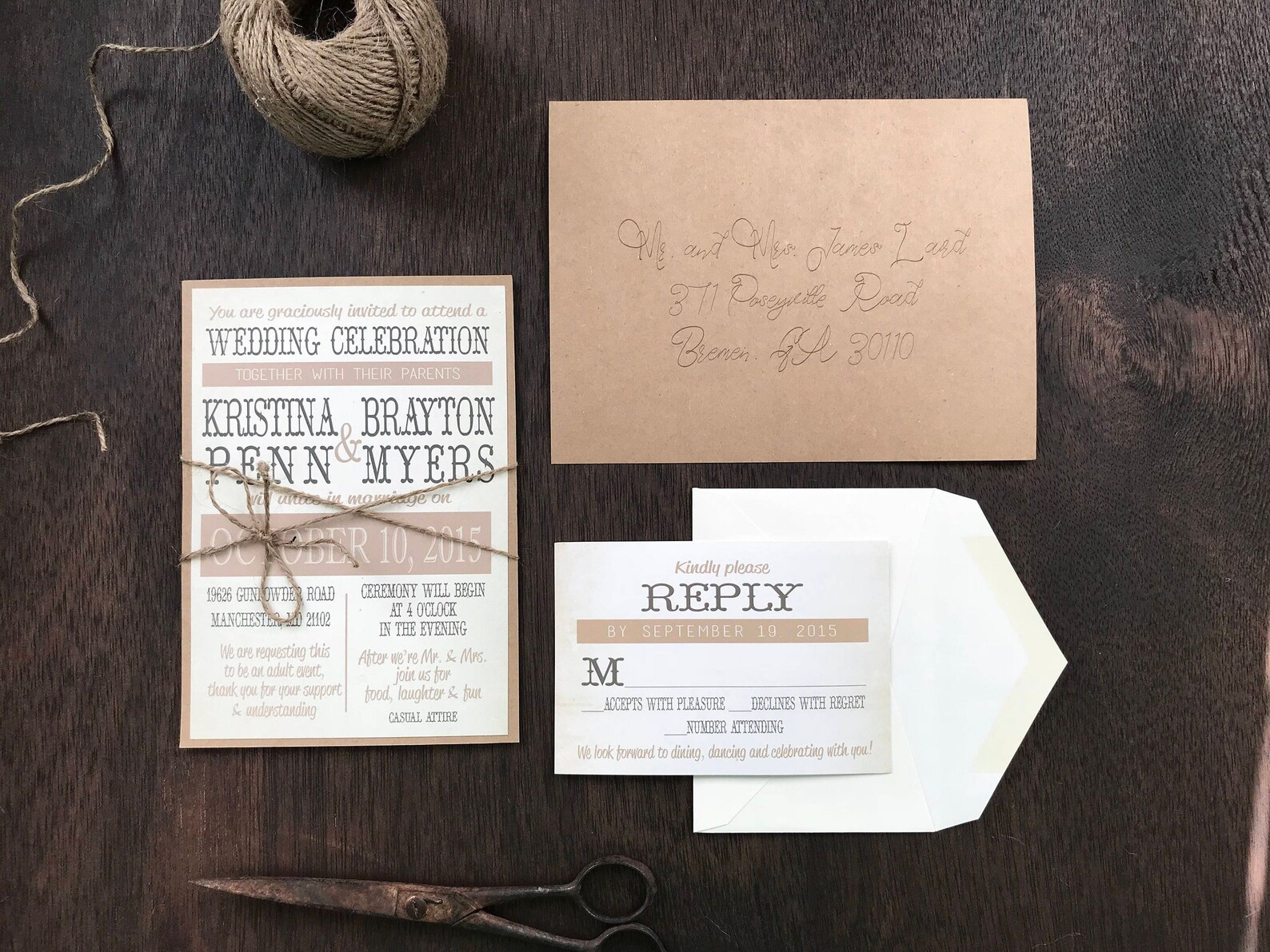 Rustic Wedding Invitation Set Country Wedding Invitation - Etsy