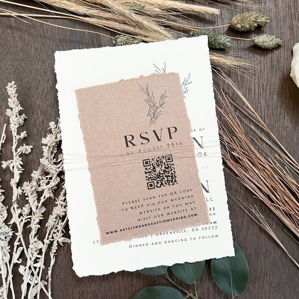 Rustic Wedding Invitation With Qr Code - Etsy