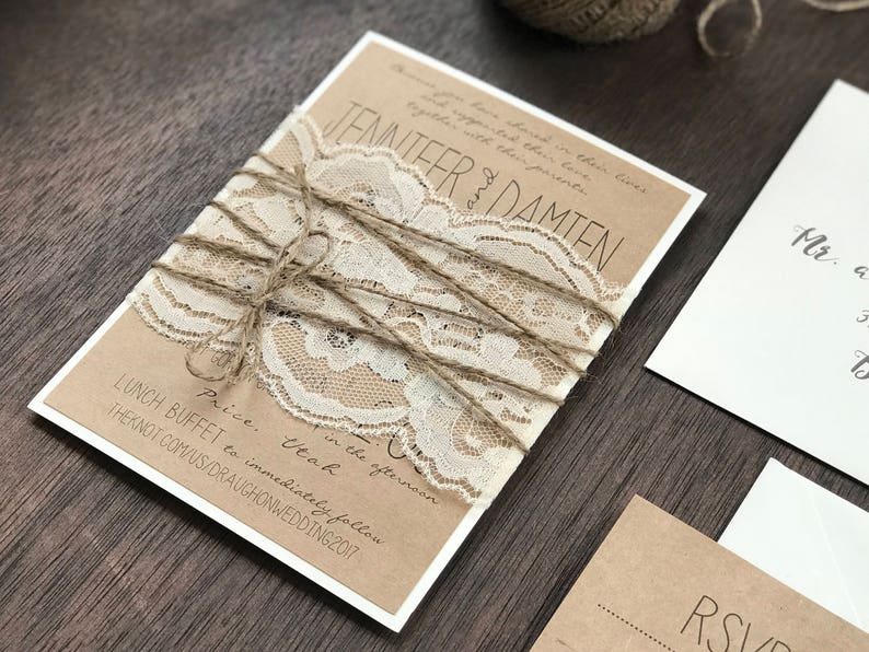 Rustic Elegant Wedding Set Vintage Rustic Wedding Invitation - Etsy