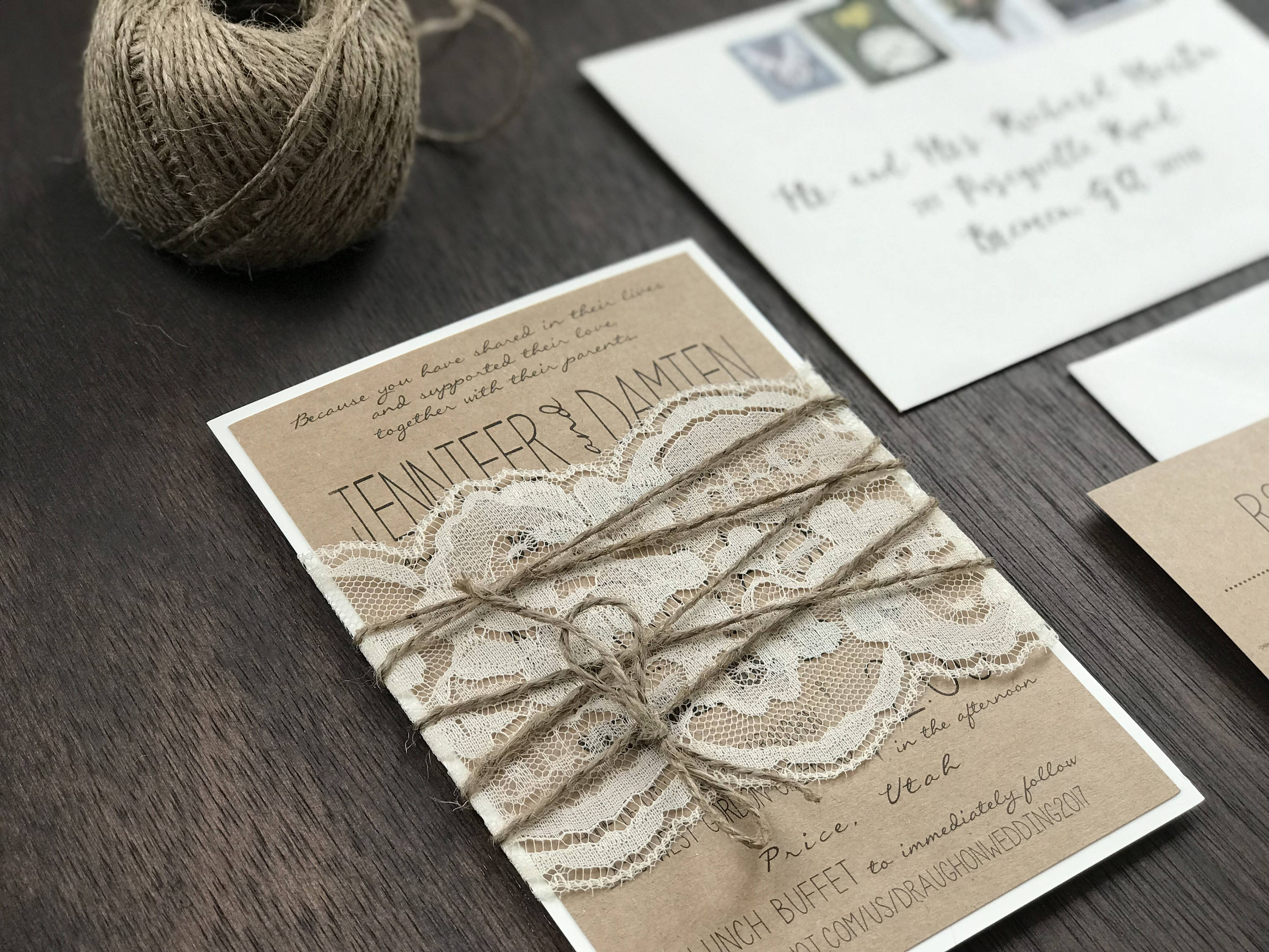 Rustic Elegant Wedding Set Vintage Rustic Wedding Invitation | Etsy