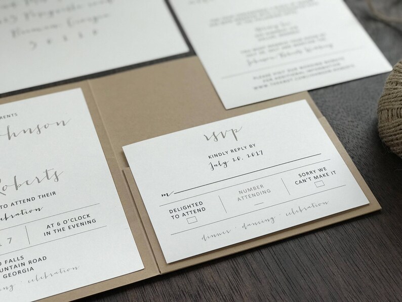Rustic Wedding Invitation Set Elegant Wedding Invitation | Etsy