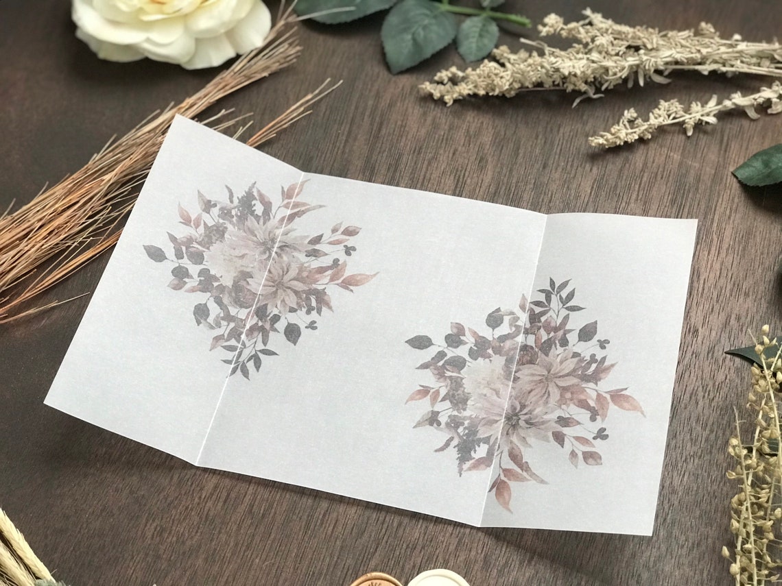 Fall Vellum Jacket With Rust Colored Leaves Autumn Florals - Etsy