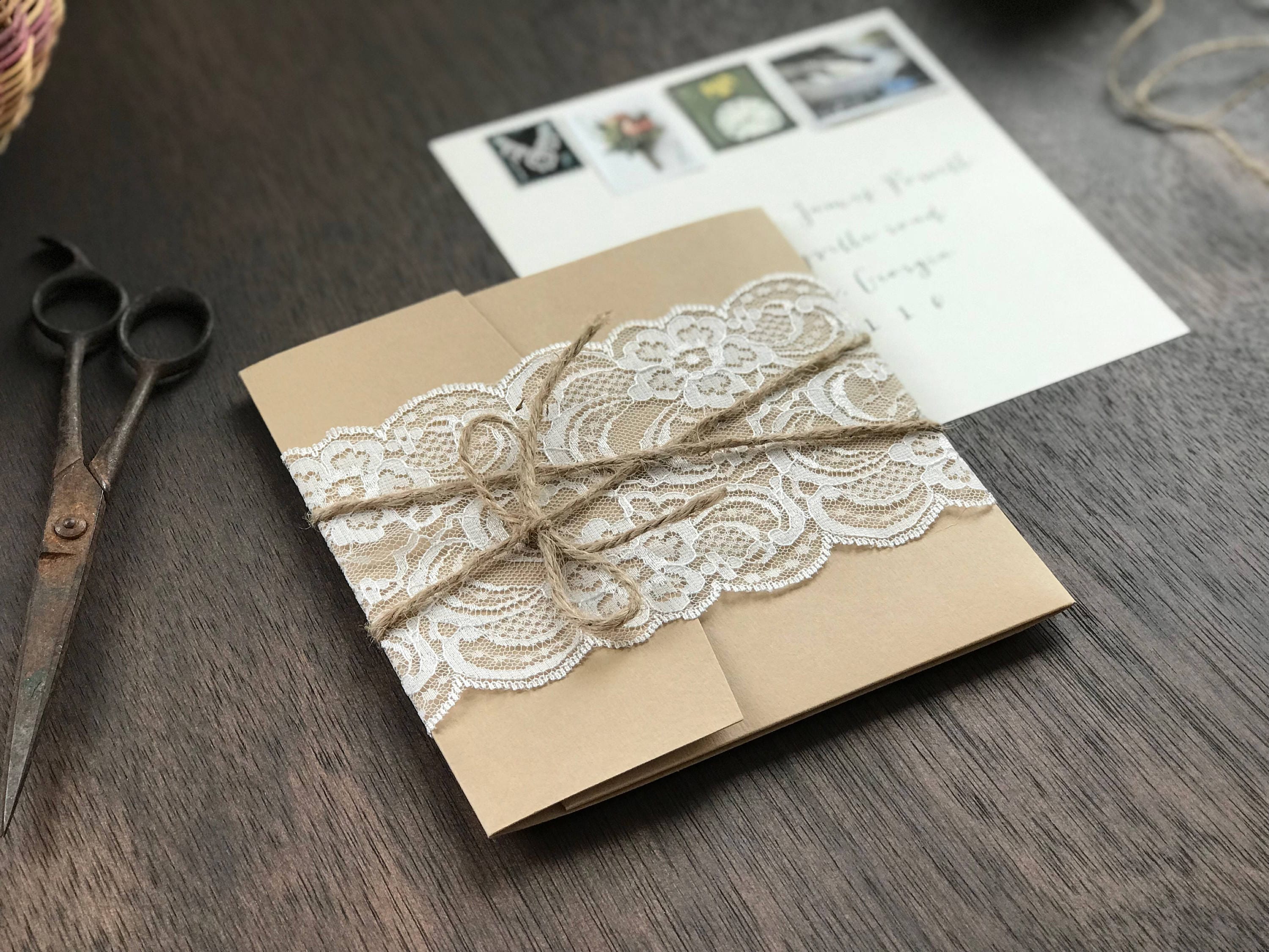 Rustic Wedding Invitation Set Elegant Wedding Invitation | Etsy