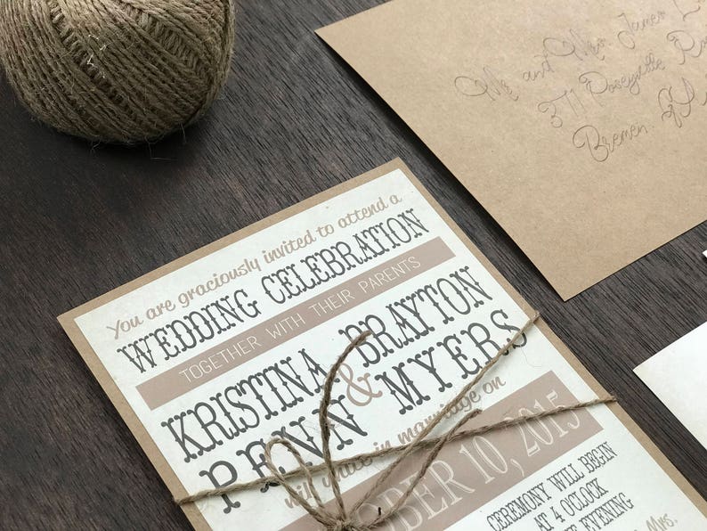 Rustic Wedding Invitation Set Country Wedding Invitation - Etsy