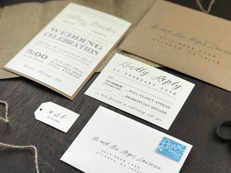 Rustic Wedding Invitation Set Burlap Wedding Invitation - Etsy