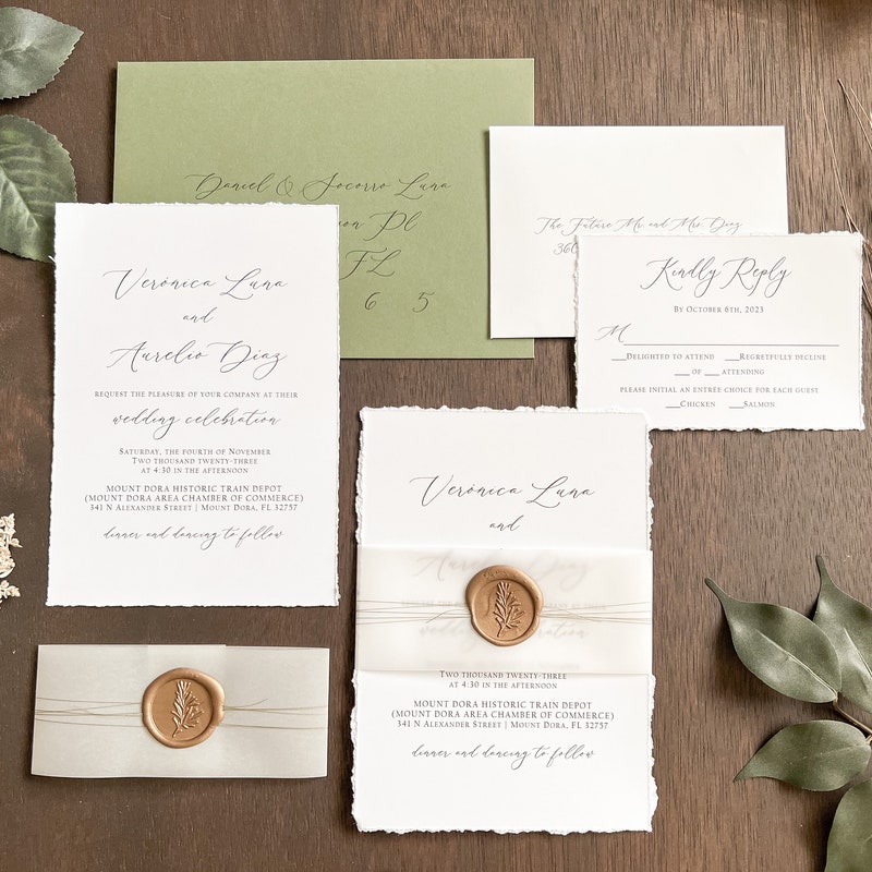 Deckled Edge Wedding Invitation - Etsy