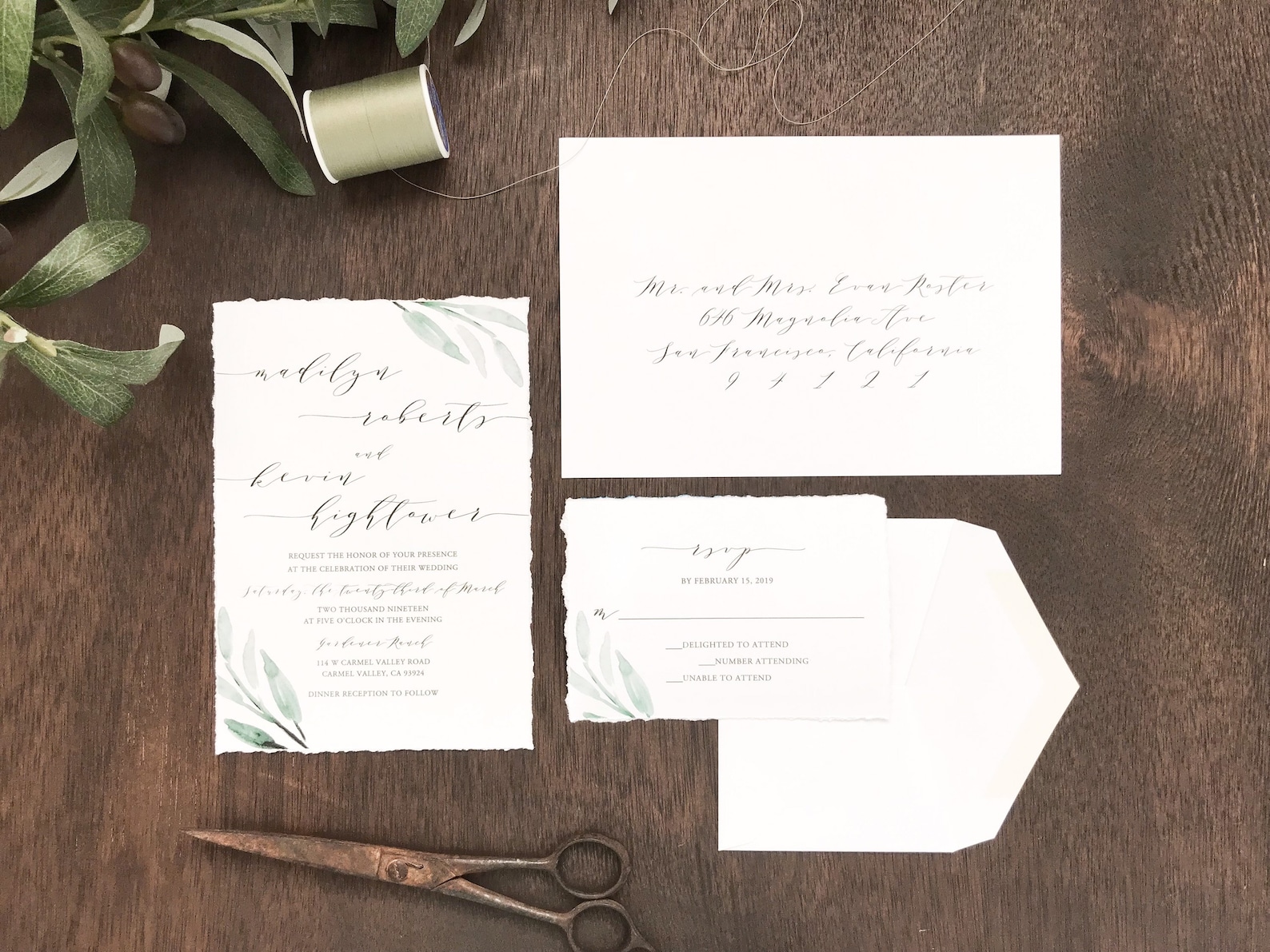 Deckled Edge Wedding Invitation Set Hand Torn Edges Torn - Etsy