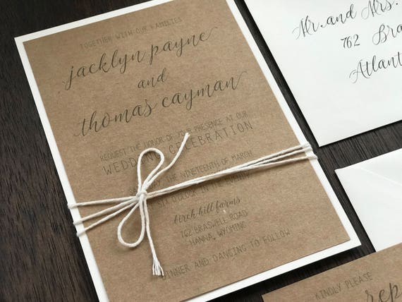 Rustic Wedding Invitation Set Romantic Wedding Invitation - Etsy