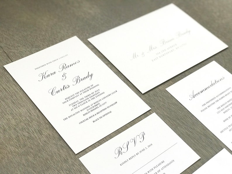 Classy Modern Wedding Invitation Set Simple Elegant Formal | Etsy