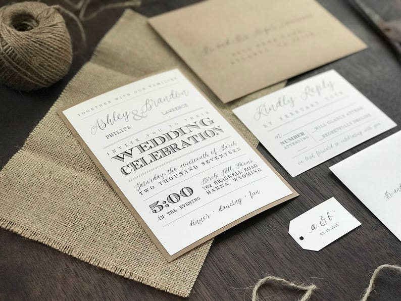 Rustic Wedding Invitation Set Burlap Wedding Invitation - Etsy