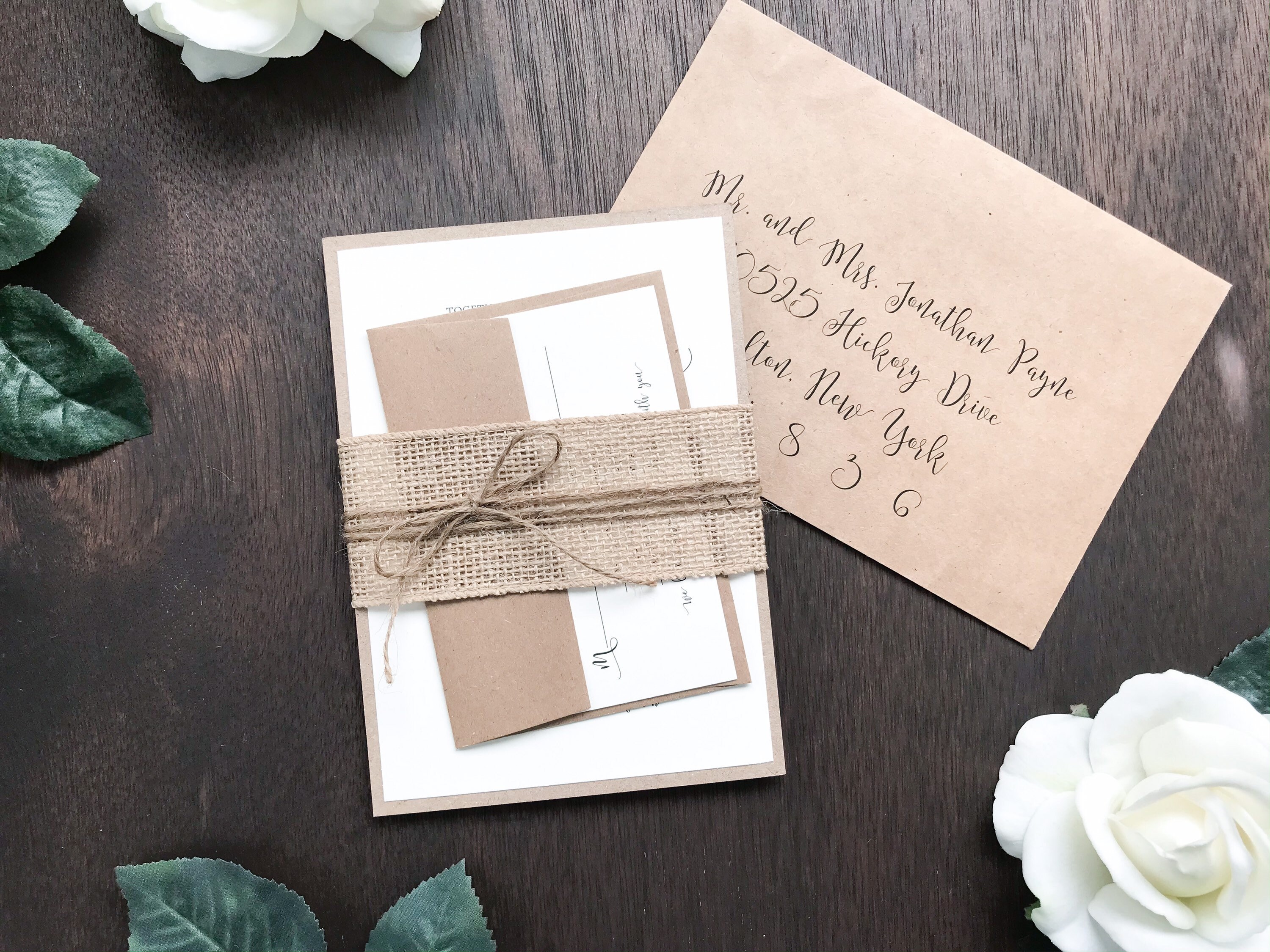 Rustic Burlap Wedding Invitation W/ Twine Country Wedding | Etsy