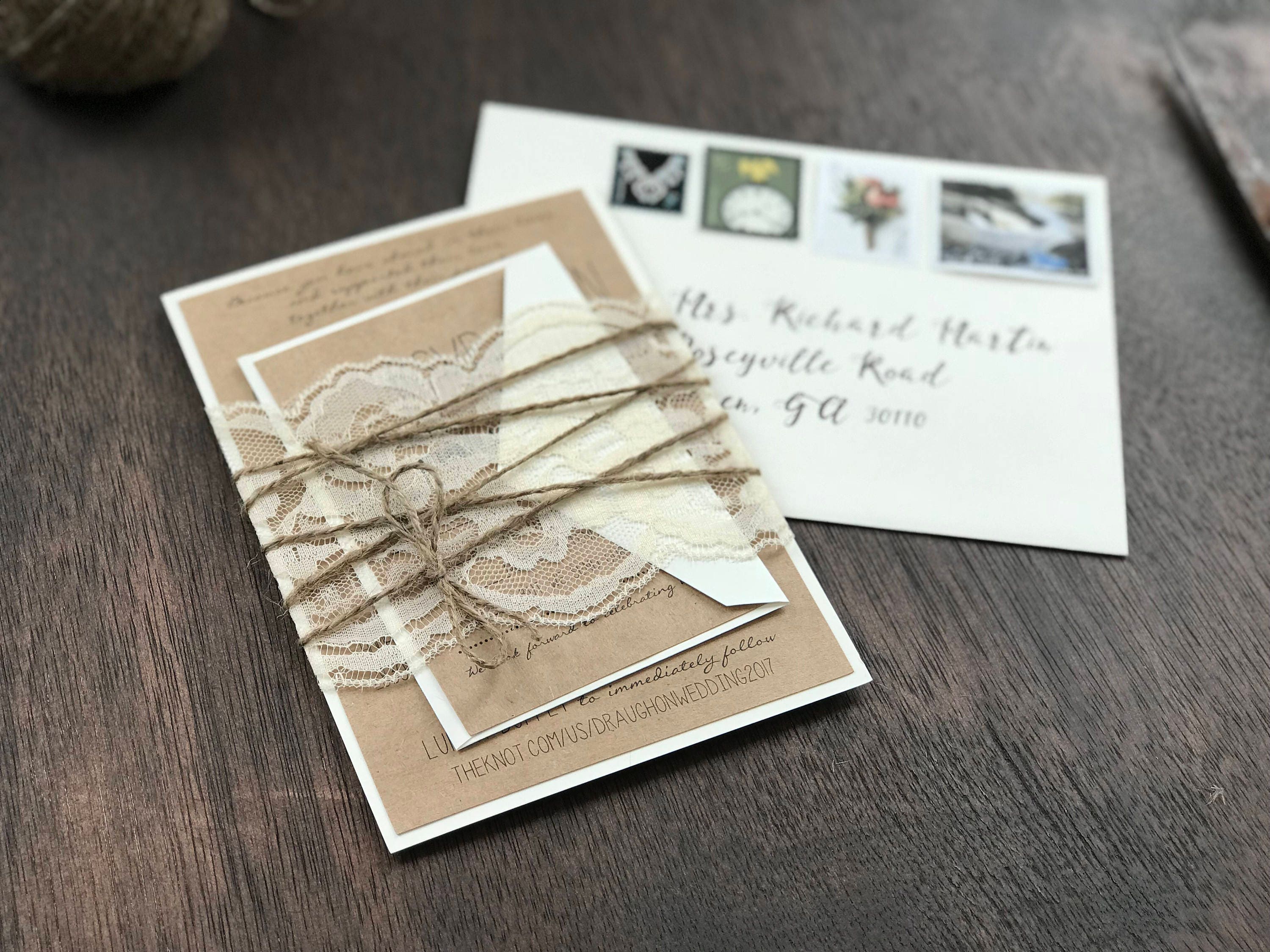 Rustic Elegant Wedding Set Vintage Rustic Wedding Invitation | Etsy